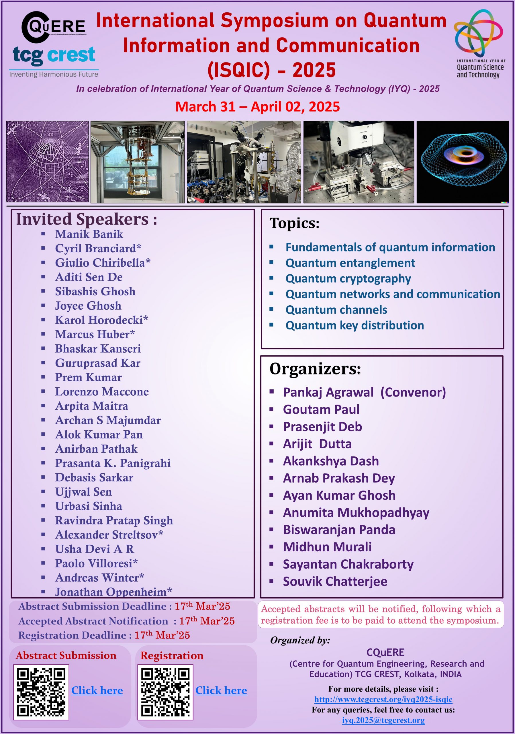 International Symposium on Quantum Information and Communication (ISQIC), 2025 – TCG Crest